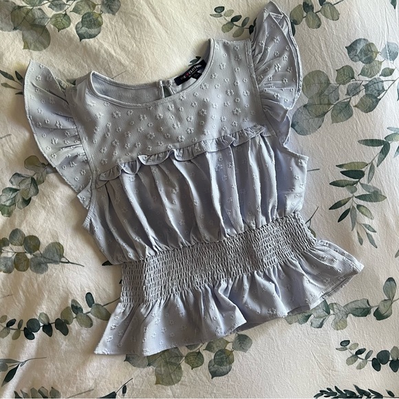 one clothing | Tops | Nwot One Clothing Light Blue Ruffle Blouse | Poshmark